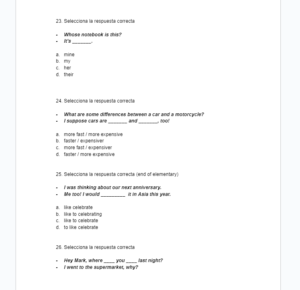 Examen de Nivel de Inglés PDF con Respuestas (Básico- Intermedio- Avanzado)