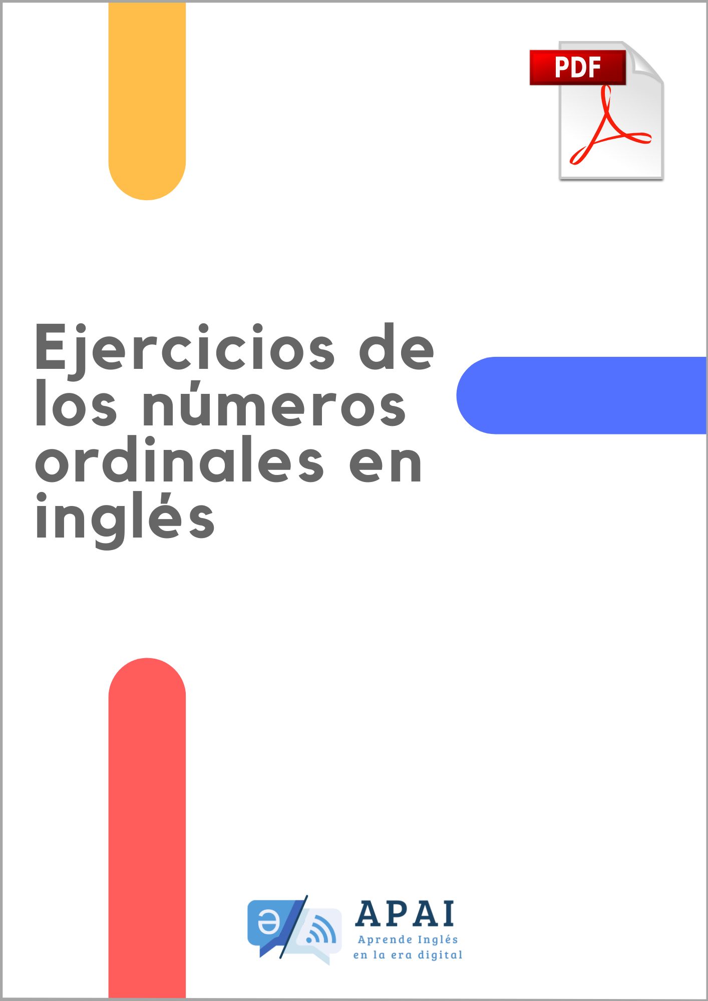 Ejercicios de los Números Ordinales en Inglés con Respuestas (PDF) | APAI